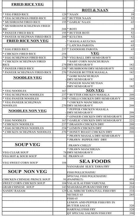 Menu at QT KITCHEN, Coimbatore