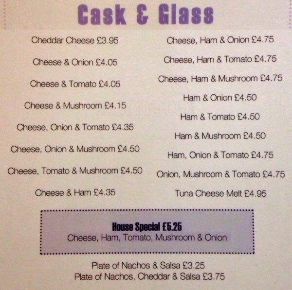 Menu at Cask & Glass pub & bar, London