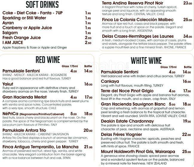 Menu at Kervan Sofrasi Restaurant, London, 183 High Rd