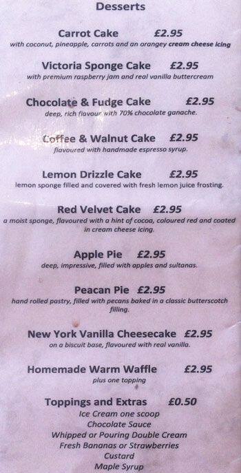 Menu at Walnuts Cafe Restaurant, Sidcup, 107 Main Rd