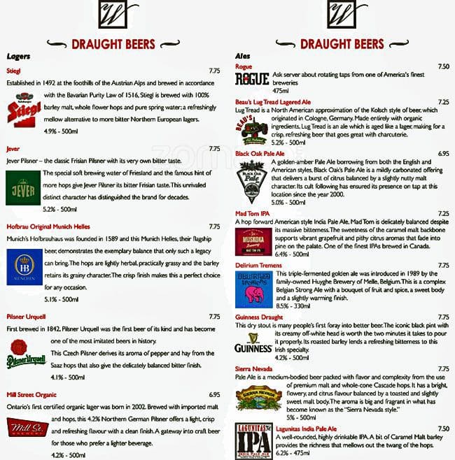 The Wallace Gastropub Menu, Menu for The Wallace Gastropub, Yonge ...