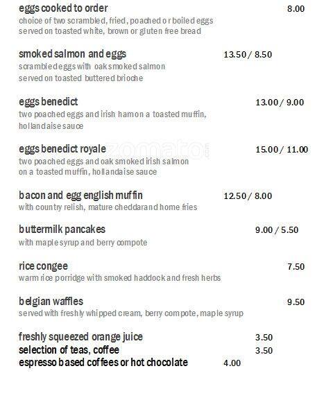 Menu at The Exchange - The Westin Dublin, Dublin