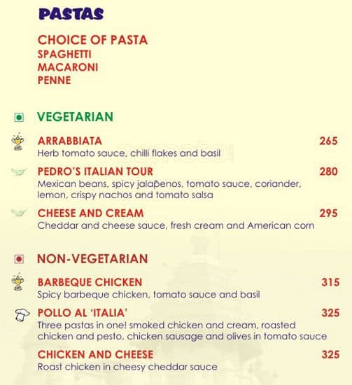 Menu at Bombay Blue, Chandigarh