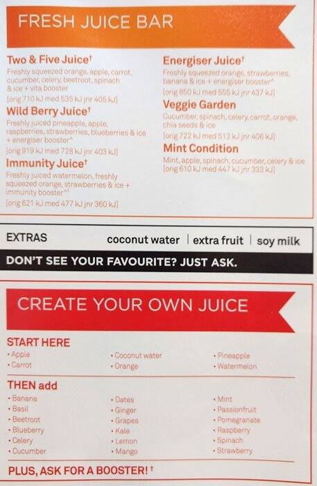 Boost Juice Menu, Menu for Boost Juice, Southbank, Brisbane ...