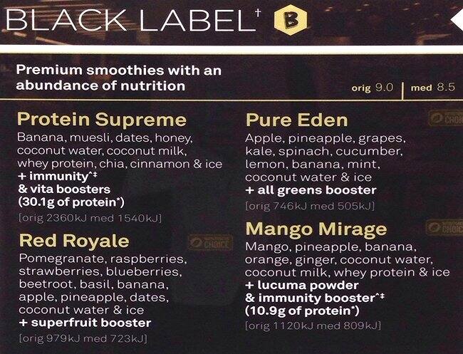 Menu at Boost Juice pub & bar, Fortitude Valley, 281 Brunswick St