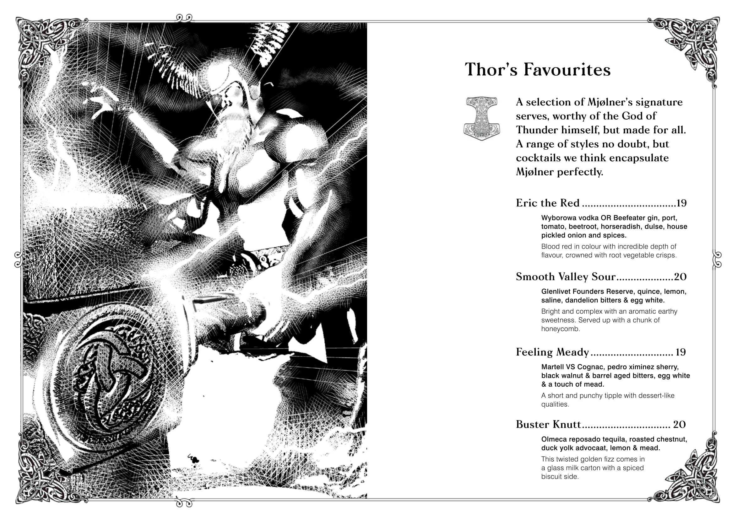 Menu at Mjølner restaurant, Redfern