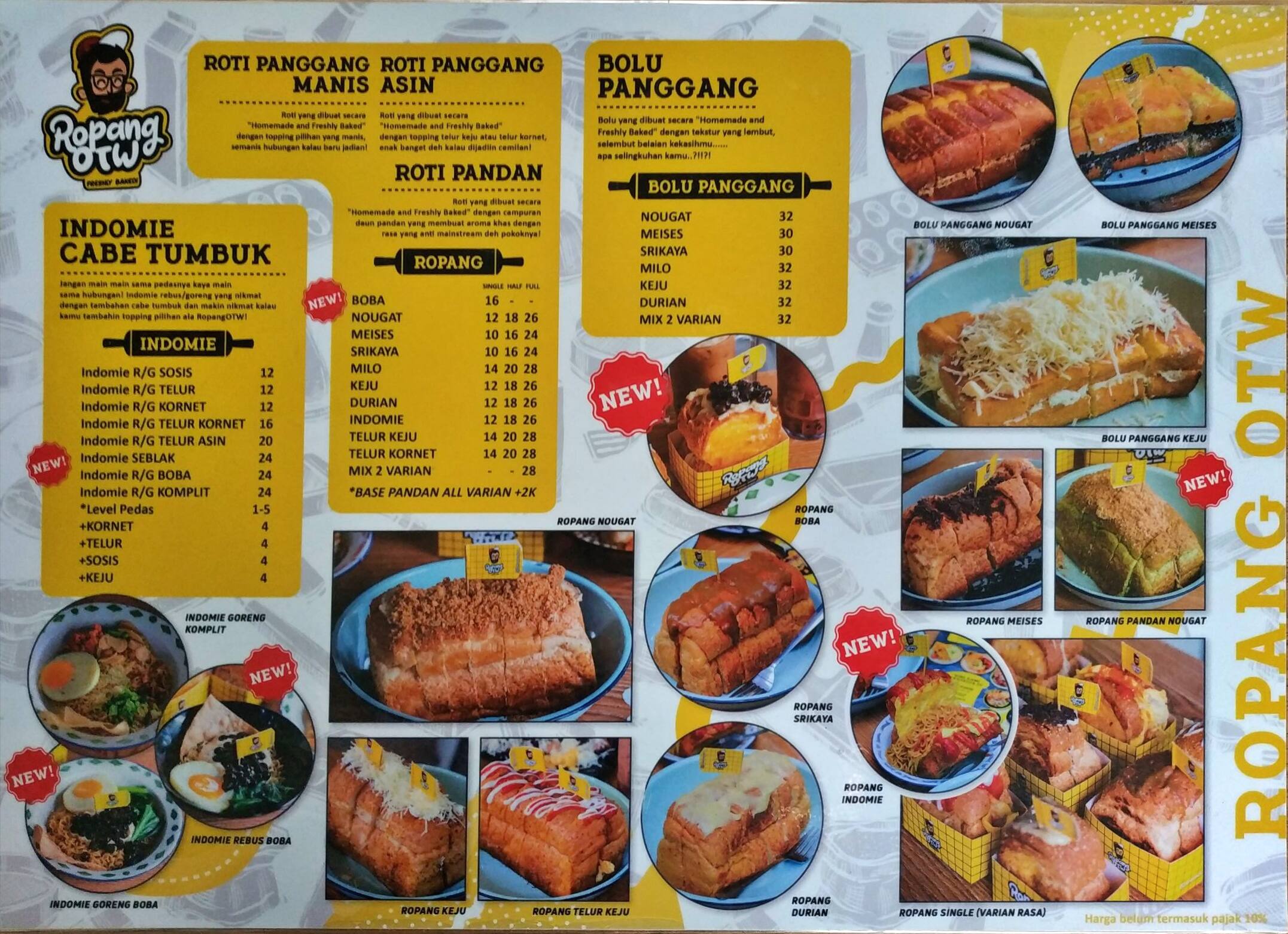 Menu at Ropang OTW (MT Haryono) restaurant, South Jakarta, RT.9/RW.9