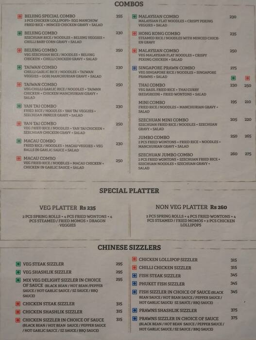 Menu at Beijing Bites, Hyderabad, 4F - FC - 14