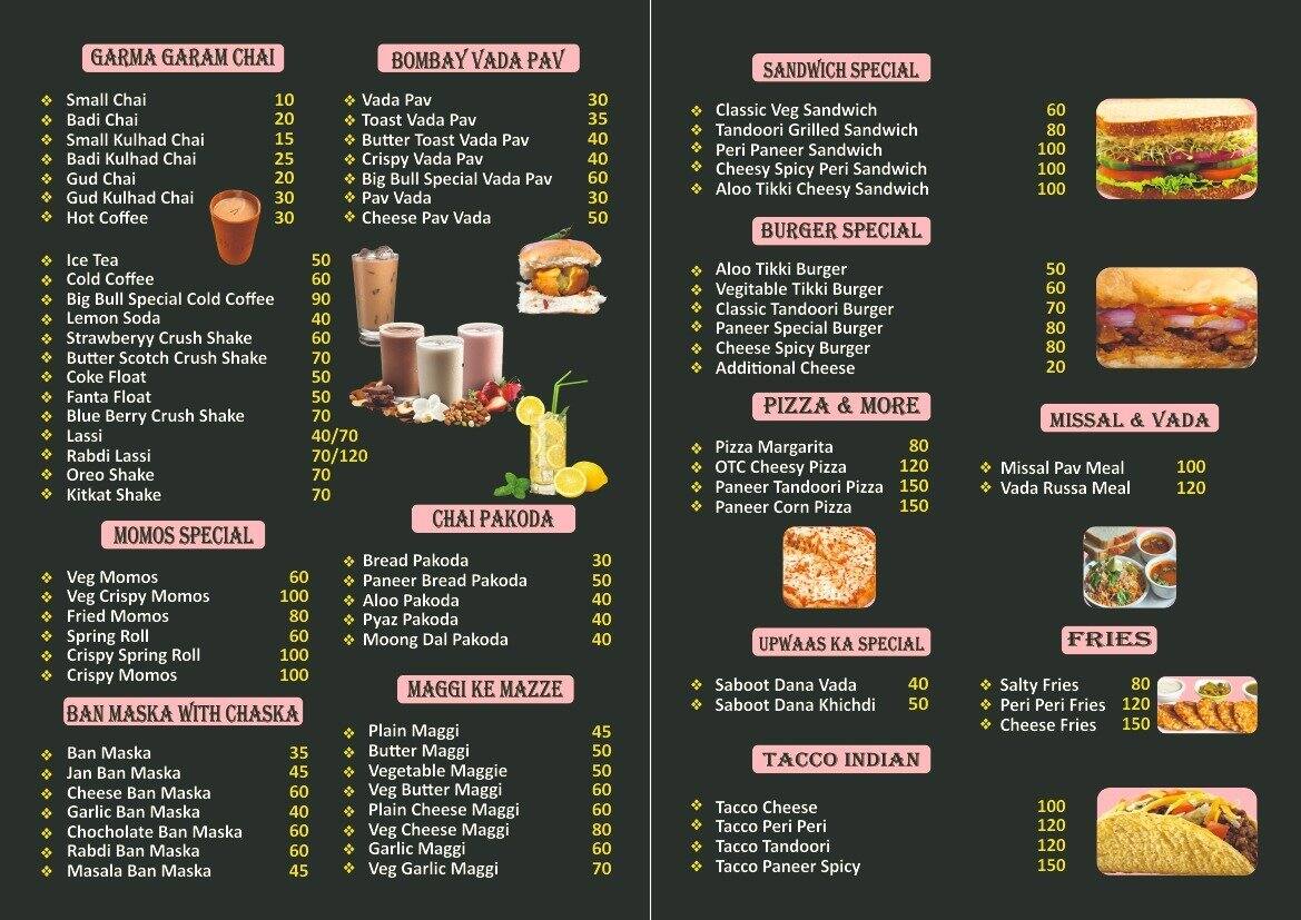 Menu of Bigbull Chaiwala, Sodala, Jaipur