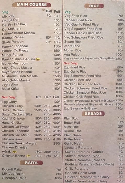 Menu at The Royal Spice, New Delhi, G-34