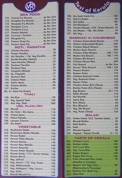 Menu of Victory Restaurant, Near Andheri West Station, Mumbai