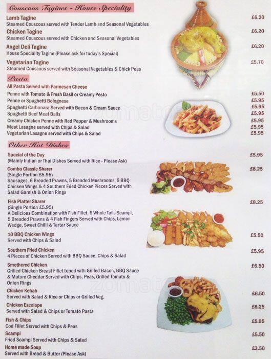 Menu at Angel Kebab fast food, London, 9 Chapel Market