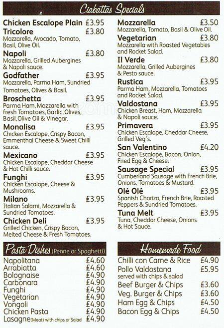 Menu at Clifton's Café cafe, London