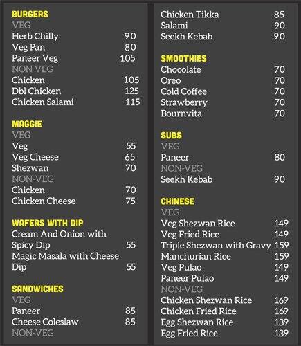 Menu at Metro Midnight, Pune, Katraj
