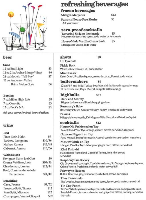 Menu at Urban Putt pub & bar, San Francisco, S Van Ness Ave