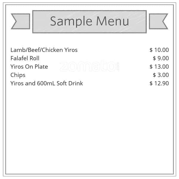 Menu at Yiros Central restaurant, Torrensville, Brickworks Marketplace