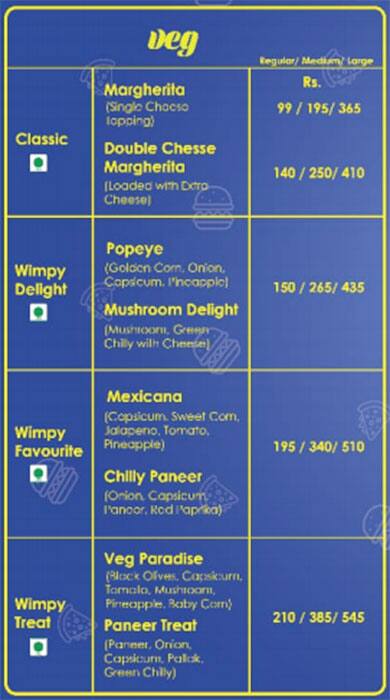 Menu of RSM Wimpy Family Restaurant, Selaiyur, Chennai