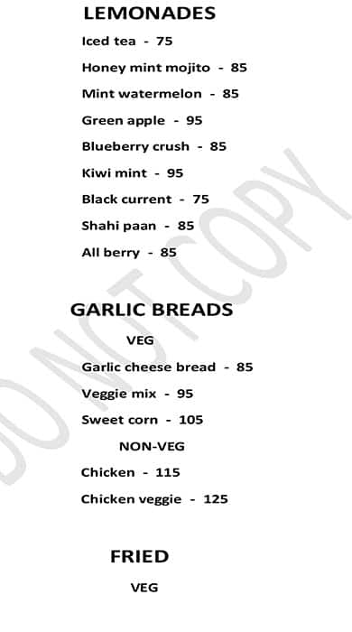 Menu at Chef Box, Zirakpur