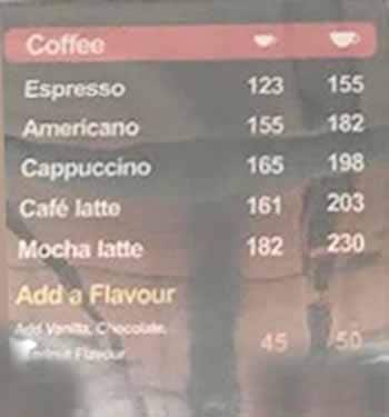 Menu of Cafeccino, Aerocity, New Delhi