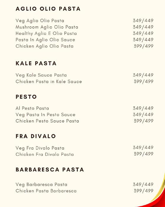 Menu of Lucia Pasta, Bhandup, Mumbai