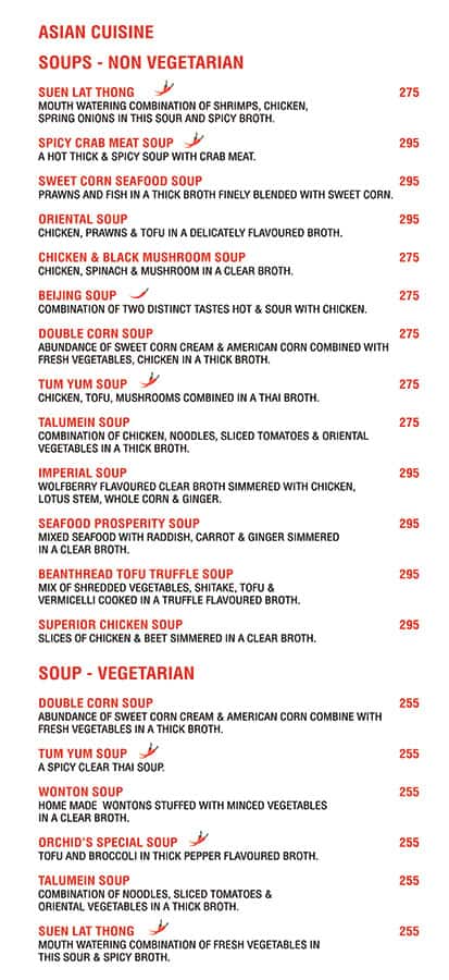 Menu of Orchids, Chembur, Mumbai