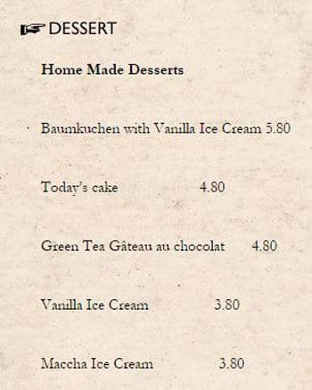 Menu at Yokoya pub & bar, London