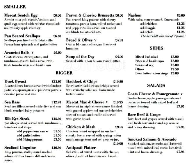 Menu at Mercat Bar and Kitchen, Edinburgh