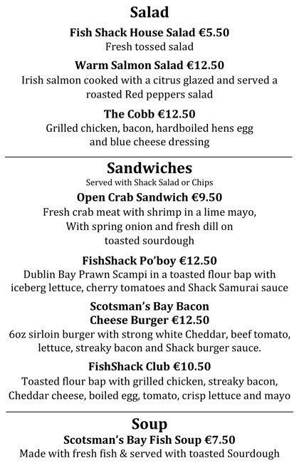 Fish Shack Cafe Menu, Menu for Fish Shack Cafe, Temple Bar, Dublin ...