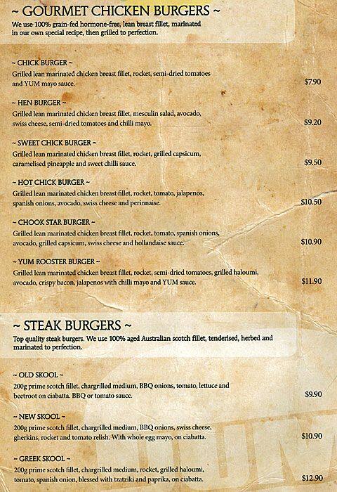 Menu at YUM Burger restaurant, Five Dock, 102 Great N Rd