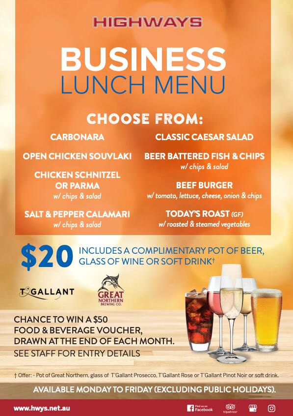 Menu at Highways restaurant, Springvale, Princes Hwy