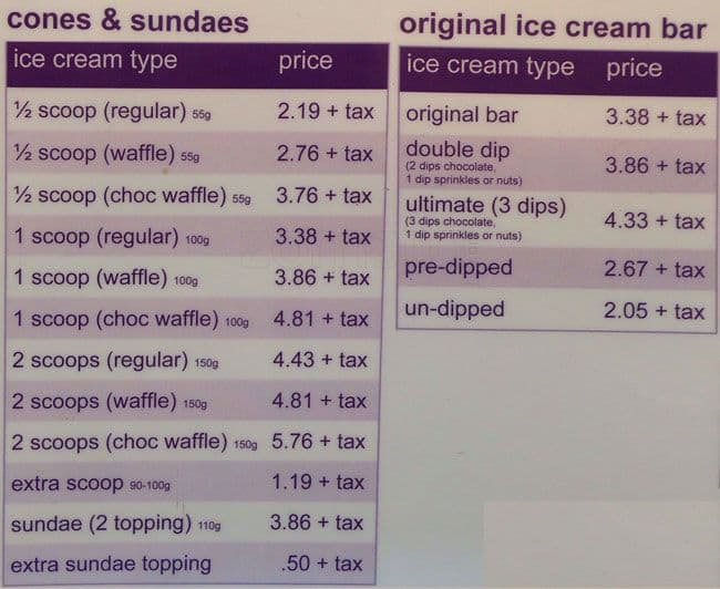 Menu at Purdys Chocolatier desserts, Vancouver, W 41st Ave W