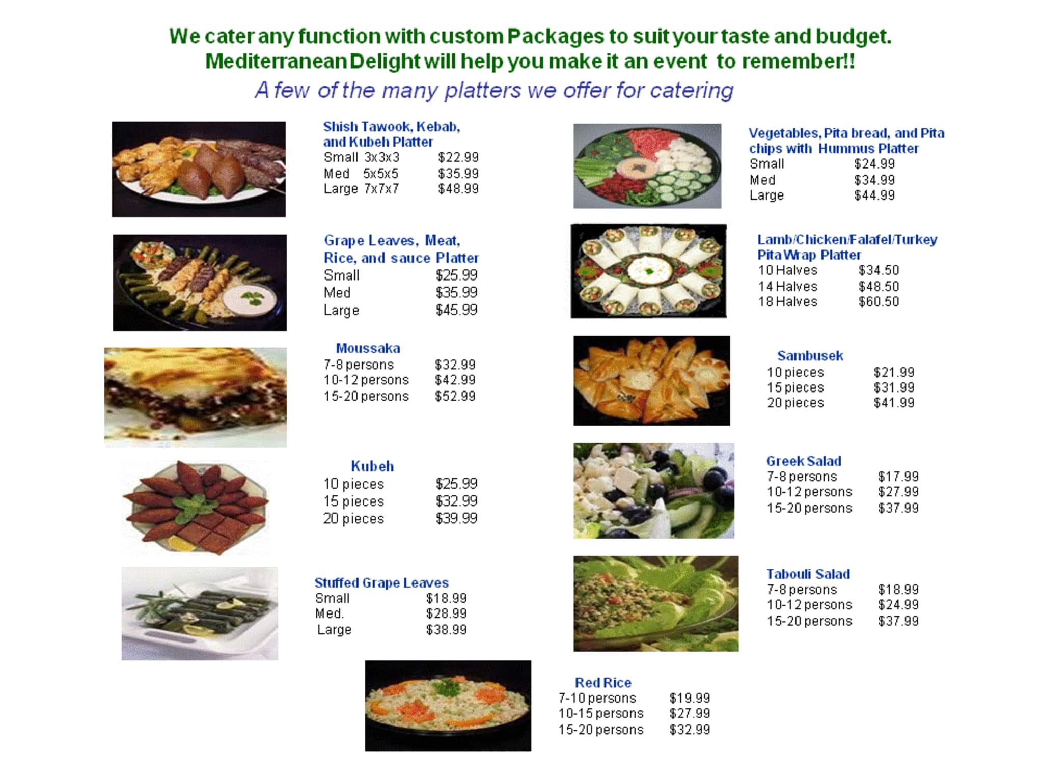 Menu at Mediterranean Delight restaurant, Oak Ridge, 160 Bus Terminal Rd A