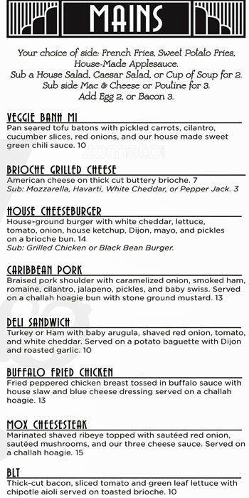 Menu at Mox Boarding House pub & bar, Bellevue, Bel-Red Rd