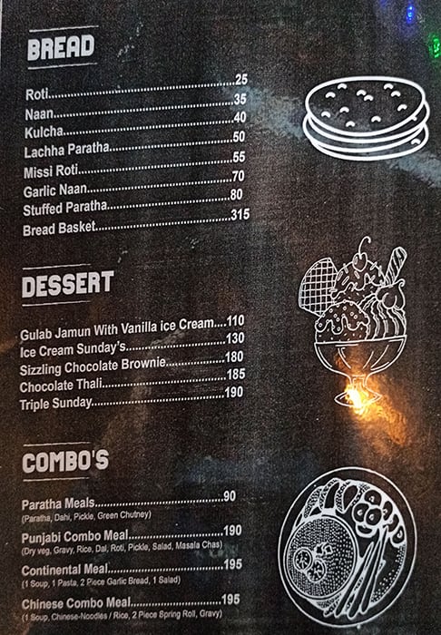 Menu at Crave In, Surat