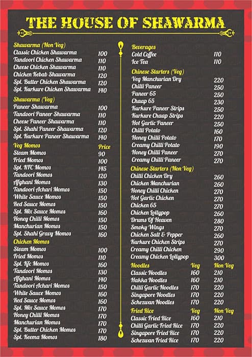 Menu at The House Of Shawarma, Ghaziabad