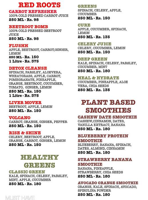 Menu at Detox Cold Pressed Juice Bar, Mumbai, C3/4/5