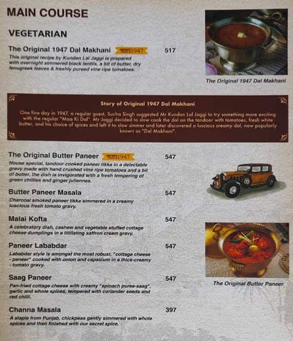 Menu of Daryaganj - By The Inventors Of Butter Chicken And Dal Makhani ...