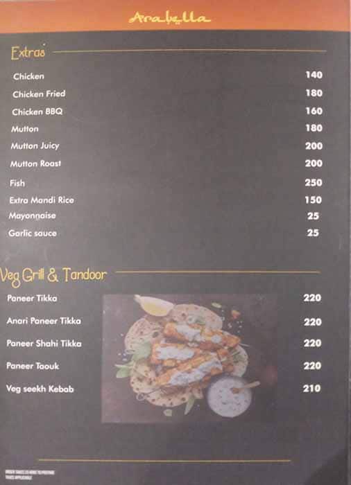Menu at Arabella House Of Arabic & Lebanese Cuisine, Hyderabad