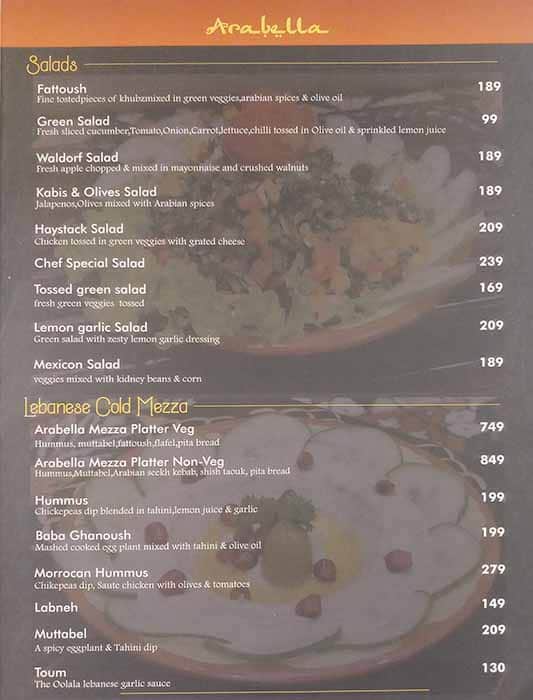 Menu at Arabella House Of Arabic & Lebanese Cuisine, Hyderabad