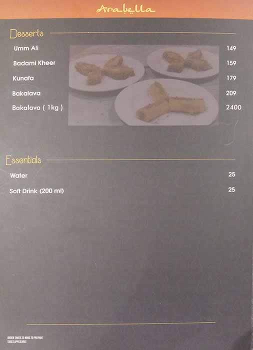 Menu at Arabella House Of Arabic & Lebanese Cuisine, Hyderabad