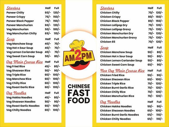 Menu of AM 2 PM Chinese Cuisine, Mulund West, Mumbai