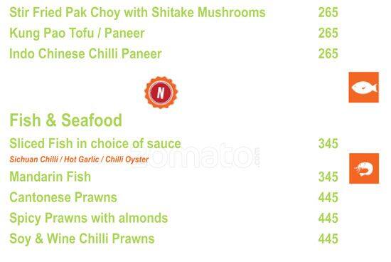 Menu at Ahoy! Asia, Kolkata