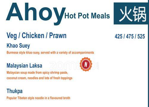 Menu at Ahoy! Asia, Kolkata