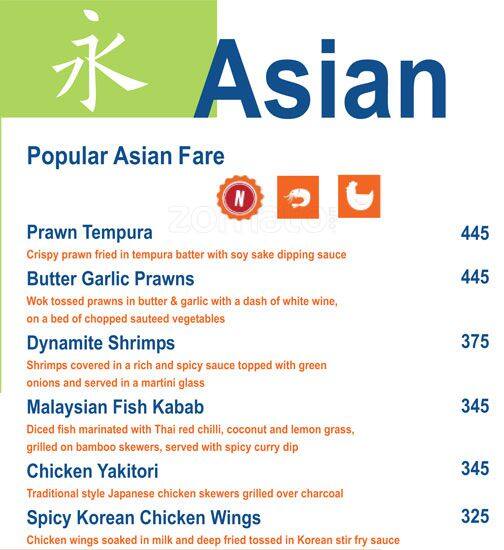Menu at Ahoy! Asia, Kolkata