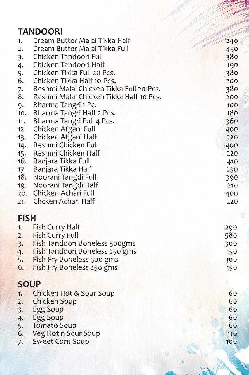 Menu at The Indian Chaska, Agra, at bodla road