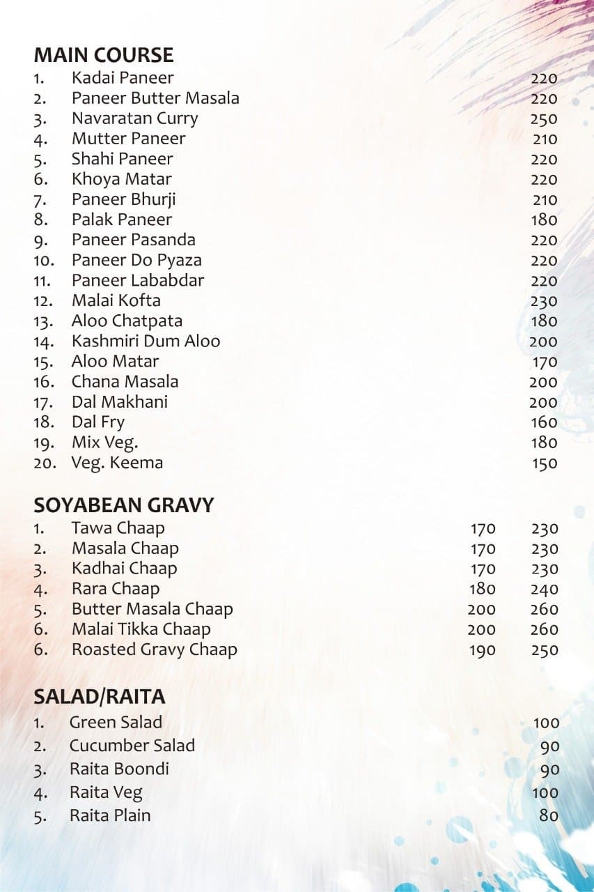 Menu at The Indian Chaska, Agra, at bodla road