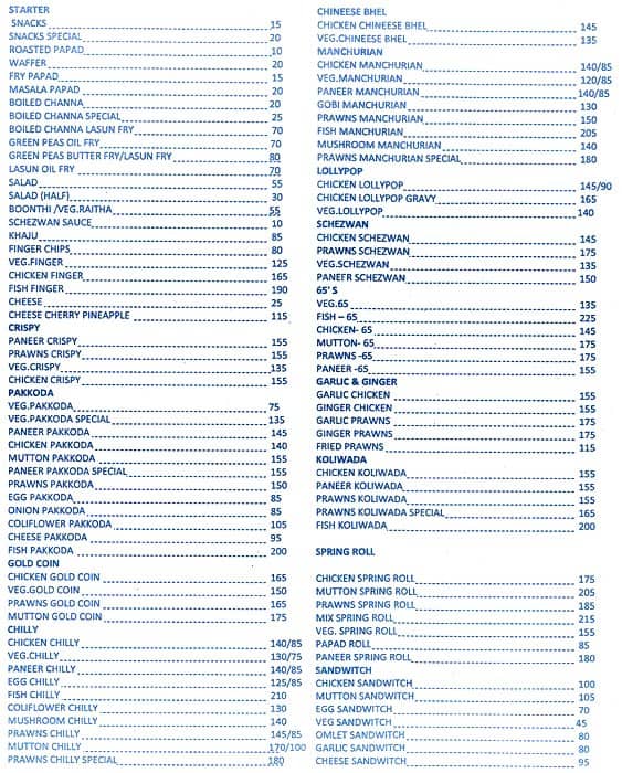 Sagar Restaurant & Bar Menu - Zomato