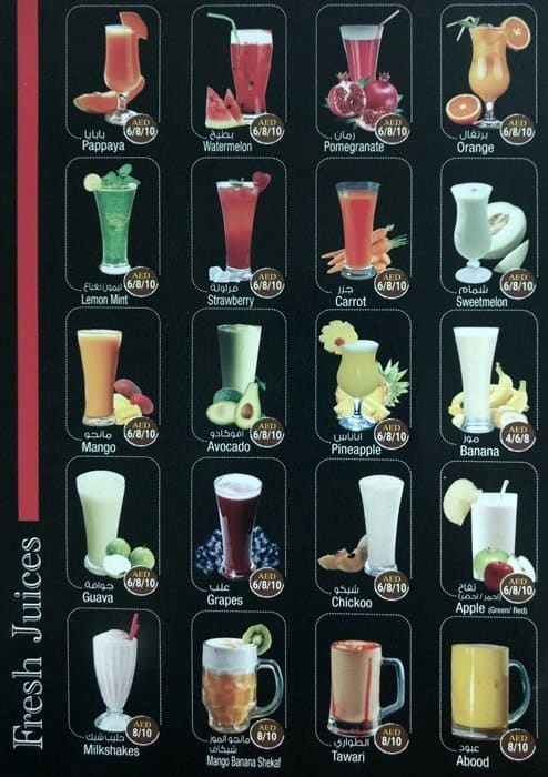 Afrah Kerala Cafeteria Menu, Menu for Afrah Kerala Cafeteria, Al Khan ...