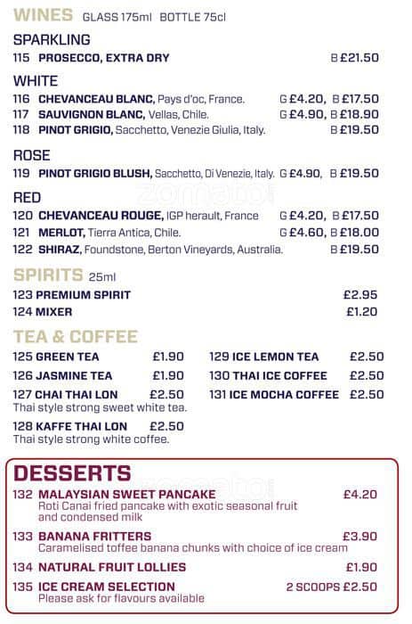 Menu at Ekachai restaurant, London, Unit 205 Southside Shopping Centre