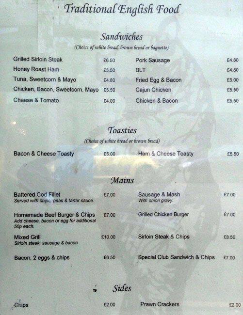 Menu at The Brown Bear pub & bar, London, 139 Leman St